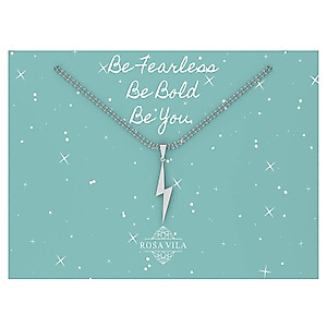 Lightning Bolt Necklace, Be Fearless Necklace, Be Brave Necklace, Inspirational Necklaces for Women, Strength Necklace Pendant, Encouragement Gifts for Women