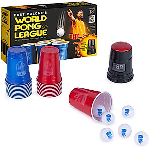 Post Malone, World Pong League Beer Pong Drinking Game for Bachelor Party Outdoor Games with Plastic Cups Ping Pong Balls, for Adults Ages 18 and up