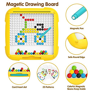 2 In 1 Magnetic Color and Number Maze & Magnetic Drawing Board, Double-Sides Color Matching Learning Counting Puzzle & Drawing Magnet Board, Learning Activities Educational Toys for 3+ Boys Girls