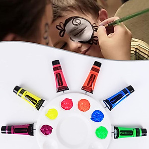 Black Light Neon Face and Body Paint Glow in the Dark Paint Halloween Blacklight Glow Party 6 Color 24 tubes