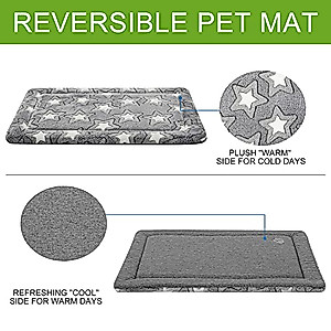 EMPSIGN Crate Dog Bed Mat - Crate Pad Reversible (Cool & Warm), Machine Washable Dog Crate Mat, Pet Sleeping Mat Kennel Bed Pad for Crate for Small to XXX-Large Dogs, Grey, Star Pattern