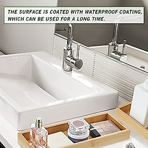 2 Pcs Bamboo Bathroom Tray Toilet Paper Storage Toilet Tank Tray Toilet Tissue Holder Organizer Box Basket with Silicone Slip Resistant at 4 Corners for Tank Kitchen Counter (11 x 4X 1 Inch)