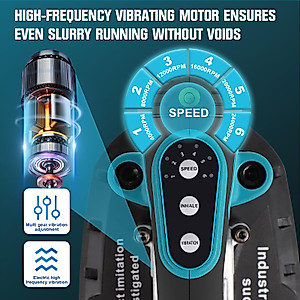 Tile Vibration Machine Installation Tool, Handheld Automatic Tiling Vibrator with Enlarged Suction Cup for Tiling Leveling Laying 21V 12500mAh 24000r/min 6 Speeds Adjustable