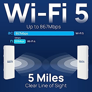 EnGenius Outdoor 5GHz 867mbps WiFi 5 CPE/Client Bridge, 27dBm Transmit Power, 16 dBi High-Gain Antenna Extend Network up to 5 Miles, PTP/PTMP, IP55 housing, TAA& NDAA Compliant, 2-Pack [ENH500v3 KIT]