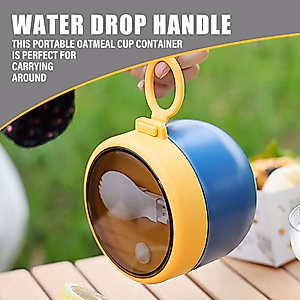 2 Pcs Overnight Oats Containers with Lids and Spoon, 20oz Portable Stainless Steel Inside Overnight Oats Jars Insulated Food Jar, Leak-proof Large Capacity Cups for Milk, Cereal, Soup (White and Blue)