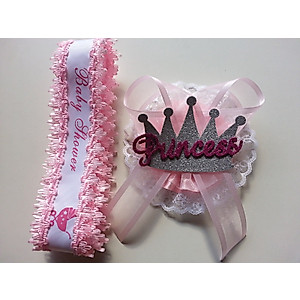 Baby Shower Mom To Be It's a Girl Sash with Princess Crown Pink Ribbon Corsage