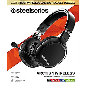 SteelSeries Arctis 1 Wireless - Wireless Gaming Headset - USB-C Wireless - Detachable Clearcast Microphone - for PC, PS5, PS4, Nintendo Switch, Android, Black