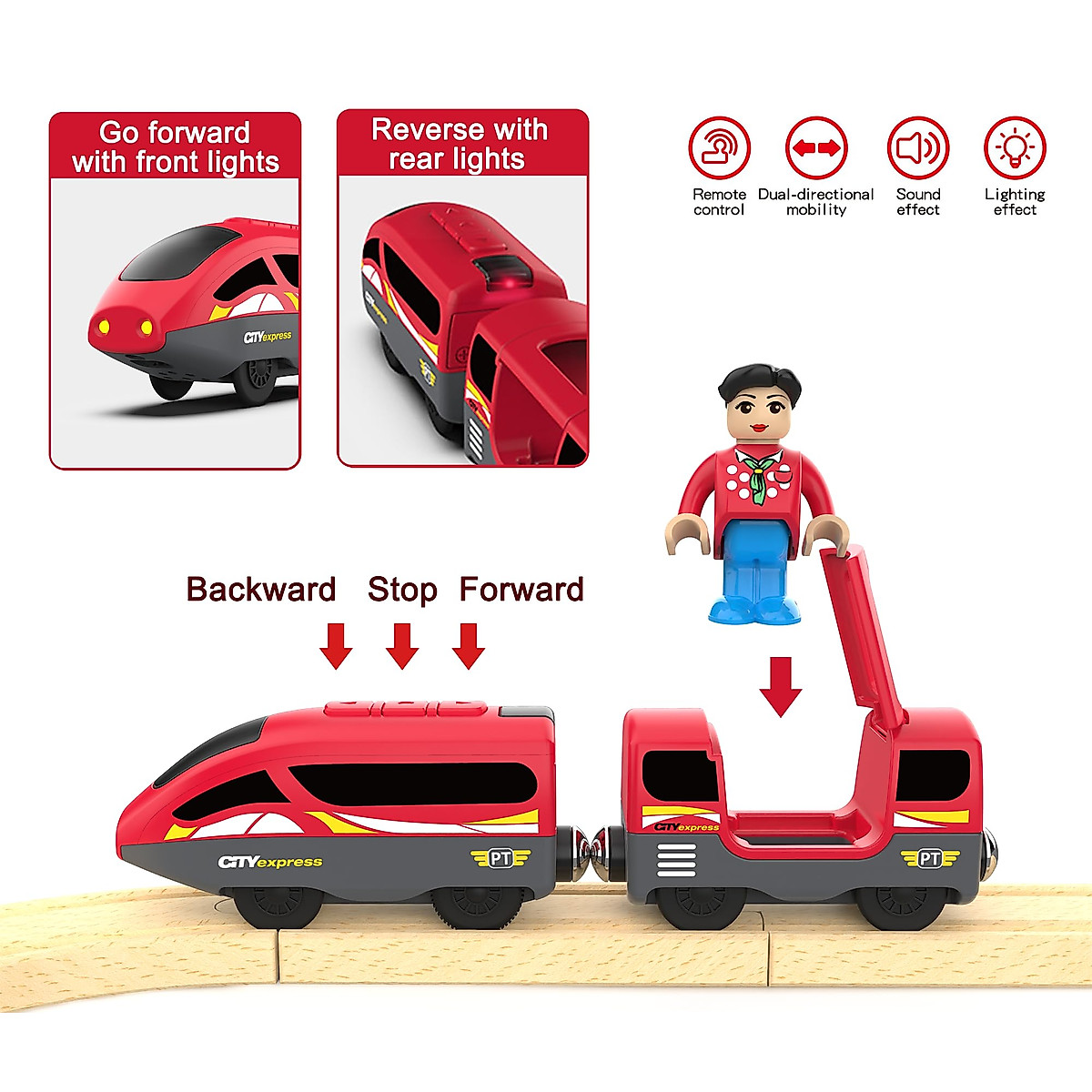 Train Track Accessories Remote Control Train, Battery Operated Locomotive Train Toy for Toddlers Train Set, Powerful Engine Train Vehicle Fits All Major Brands Railway System (Battery Not Included)