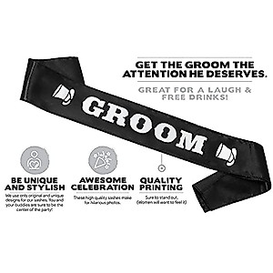Brosash Groom Sash, Bachelor Party Sash Groom to Be Ideas Supplies Gifts Joke Favors Bachelorette Party Supplies Decorations Decor Wedding Shower Gift Bride Engagement Bridal (White)