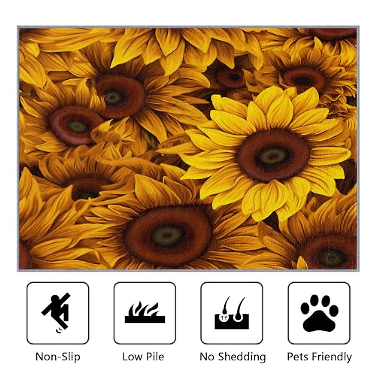 Yoozitrees Sunflower Rugs for Living Room - Sunflower Rug, 6x9 Rug, Yellow Flower Autumn Floral Area Rug, Fall Botanical Carpet, Washable & Non Slip & Soft Large Rugs, Sunflower Home Decor