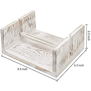MyGift Whitewashed Wood Square Flat Napkin Holder with Weighted Arm, Farmhouse Dining Table Napkin Holder
