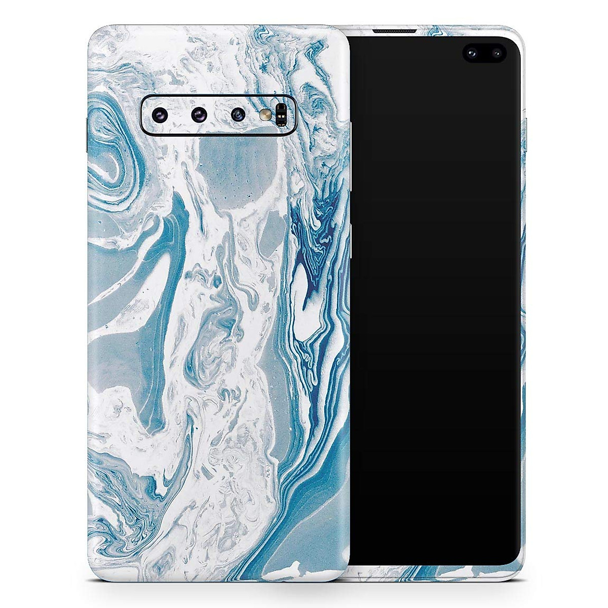 DesignSkinz Mixtured Blue 57 Textured Marble Protective Vinyl Decal Wrap Skin Cover Compatible with The Samsung Galaxy S20 (Screen Trim & Back Glass Skin)