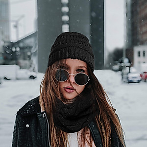 Double Couple Womens Scarf Beanie Hat Set Thick Winter Infinity Scarf Knit Scarfs for Women