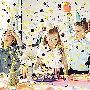 3000 Pieces Happy Birthday Confetti Glitter Confetti Birthday Cake Confetti Table Scatter Confetti Black Gold and Silver Party Decorations Supplies for Birthday Party, Baby Shower