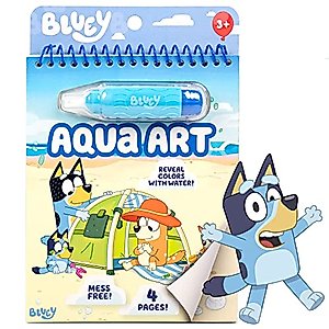 Bluey Aqua Art, Includes 4 Reusable Pages of Water Art & Water Pen, Color with Water Book, Water Reveal Activity Book, Paint with Water Books, Water Doodle Book, Reusable No-Mess Art Book