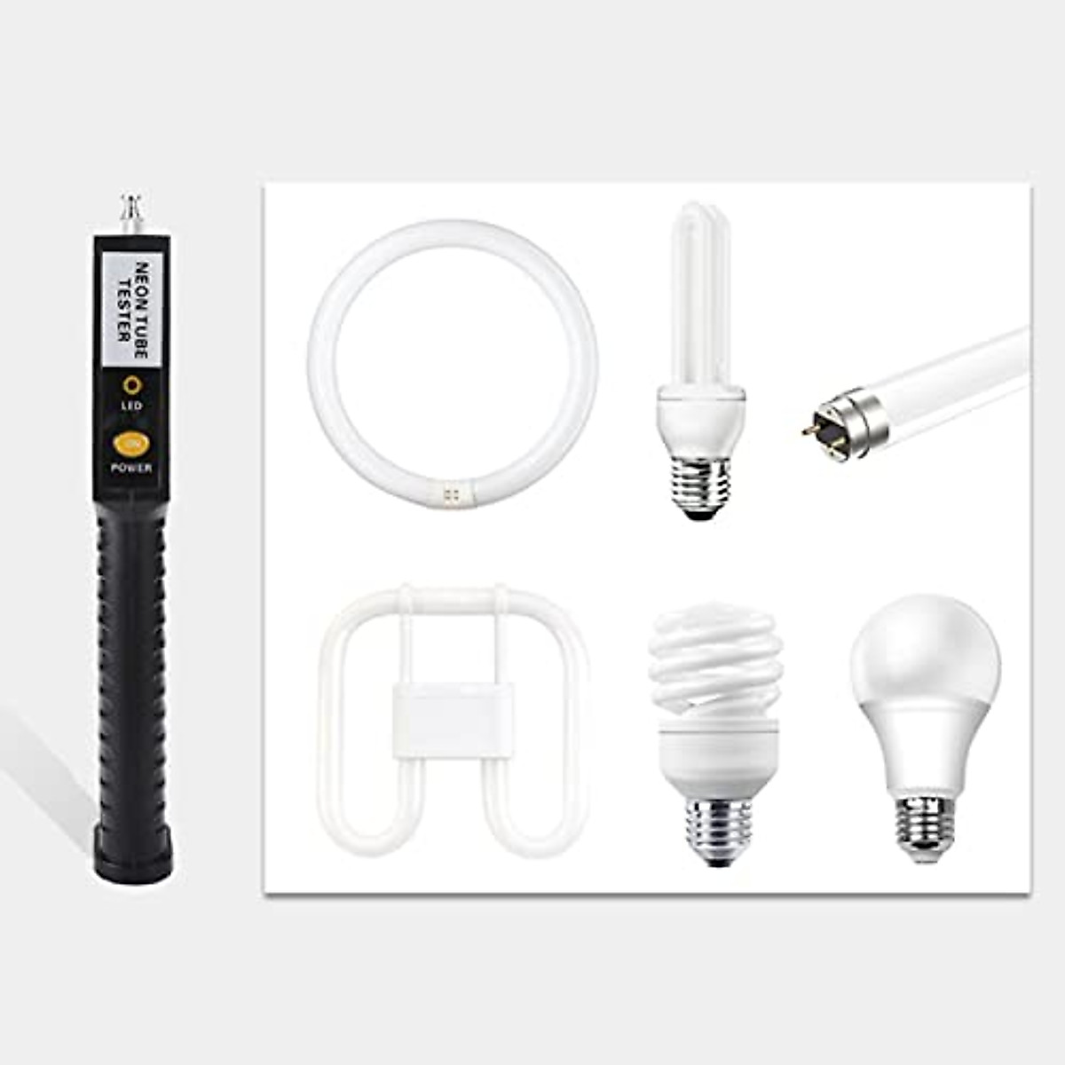 Neon Tube Tester,LED Tester,Battery Powered Portable Handheld Universal Neon Tube Lamp Fluorescent Light Bulb Tester,Lamp Diagnostic Detector,for Testing Various Lamp Light Tube(No Battery Included)