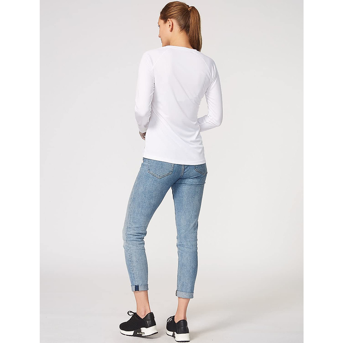 BALEAF Women's Workout Tops Long Sleeve Running Shirts Quick Dry Moisture Wicking Athletic T-Shirts for Exercise Gym Sports Yoga Black Size S