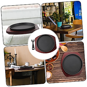 MUSISALY 1 Set Barbecue Plate Steak Grill Plate Grilled Fish Plate Wood Serving Tray fajita Serving Platter fajita Griddle Non Stick Fry pan Steak Plates Baking pan Iron Plate Metal