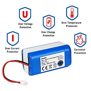 Replacement Battery Pack for Shark Ion Robot RVBAT850 Battery for RV700_N, RV720_N, RV725_N, RV761, RV850, RV850BRN, RV850C, RV850WV, RV851WV, RV871, RV871C 2 Prong 14.4V 2600mAh