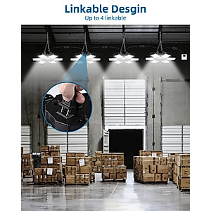 FAMURE Garage Light with Motion Sensor, 185W LED Ceiling Shop Lights Plug in, 18500Lm Super Bright 6000K Motion Indoor Lamp with 6 Deformable Panels, Linkable Ceiling Garage Lights for Warehouse