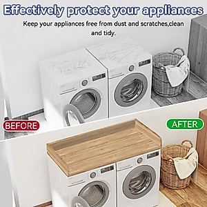 Washer Dryer Countertop, Laundry Countertop, Bamboo Washer and Dryer Covers for The top, 27.5" Depth x 54" Width with Edge Rails for Laundry Room Organization (Natural)