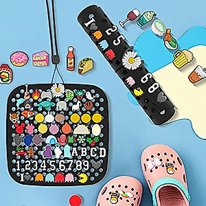 Littryee Shoe Charms Portable Roll Bag, Shoe Charms Organizer, Portable Wall Mounted Hanging Silicone Roll Storage Bag Display Stand for Shoe Charms