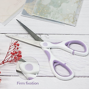Multipurpose Stainless Steel Scissors 6.7" Purple Sharp Shears Comfort-Grip Scissors for Fabric Craft Office Supplies (Purple)