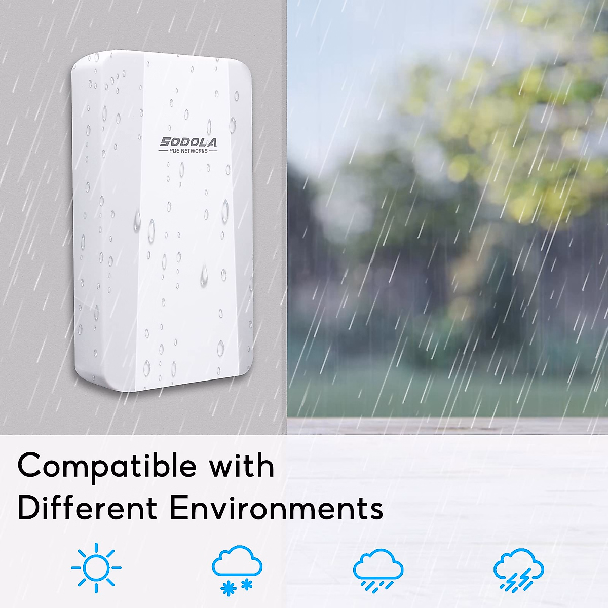SODOLA WiFi Bridge 300Mbps, 2.4G Outdoor CPE Point to Point 1KM Long Range Access with 12DBi High Gain Antenna,2 RJ45 LAN Ethernet Port,24V PoE Power, IP65 Waterproof Wireless Bridge 2 Packs