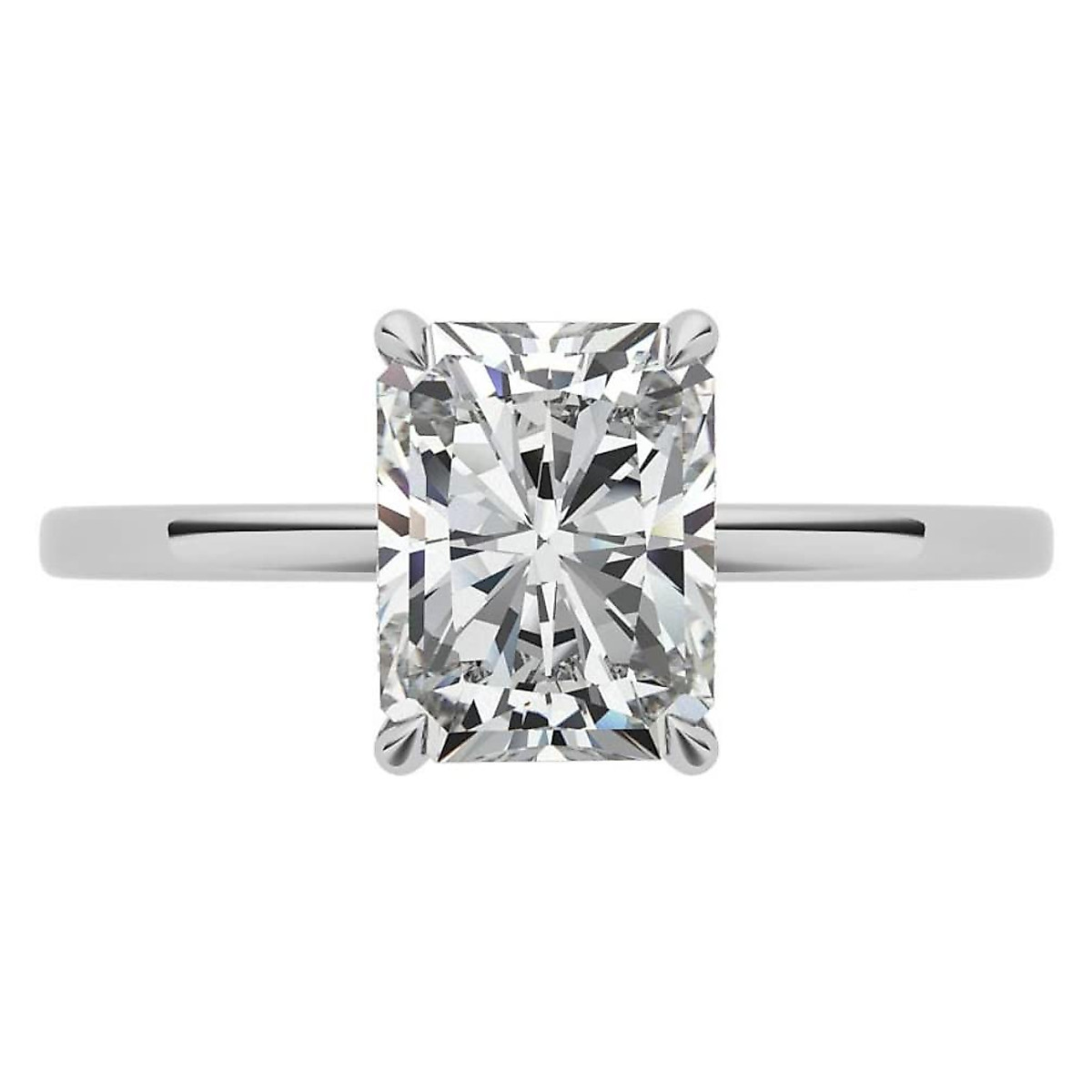 Solitaire Moissanite Engagement Ring Set, 2 CT Radiant Cut Moissanite Bridal Wedding Ring Set for Women, Anniversary / Propose Gifts Her, VVS1 Colorless, 10K 14K 18K Solid Gold, 925 Silver (10K Solid White Gold)