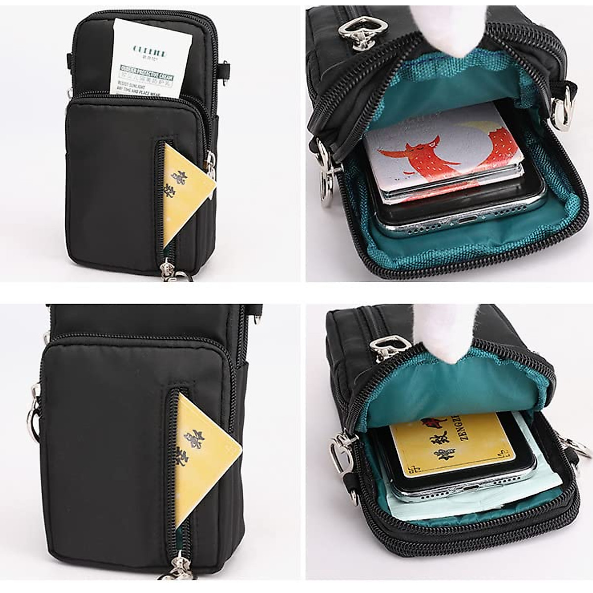 Women Roomy Crossbody Bag Cellphone Shoulder Pouch Purse For iPhone 13 Pro Max Samsung Galaxy S22 Ultra S22+ S21 Ultra S20 Ultra Note20 Ultra A52s A12 A71 A20S A51 A03s Moto G Power 2021 (Black)