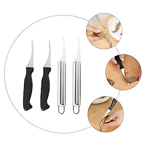 DOITOOL 4pcs Shrimp Deveiner Tool Shrimp Cleaner Knife Stainless Steel for Prawn Shelling Line Knife and Fish Cleaning Kitchen Tools Seafood Outer Shell Peeler