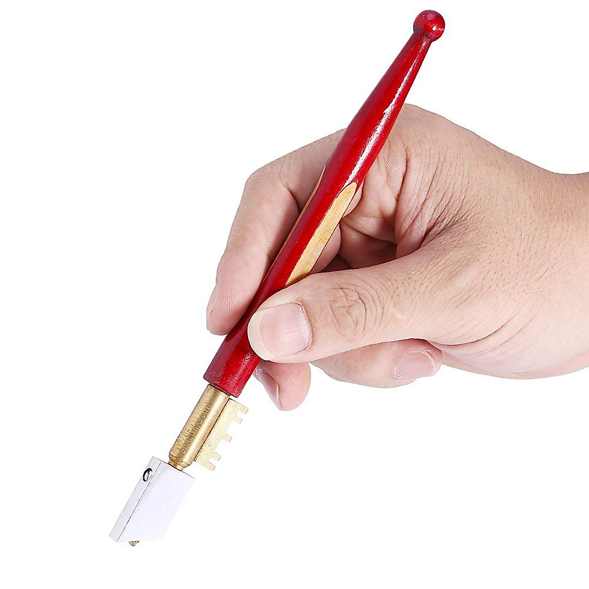 Self-Lubricating Glass Cutter,Diamond Tip Glass Cutter,with Brass Breaking Teeth Glass Bottle Cutter,for Cutting 2-25mm Thick Glass,Diamond And Minerals