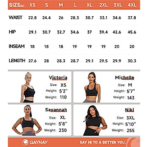 GAYHAY Leggings with Pockets for Women - 19" / 25" Yoga Pants High Waist Tummy Control Compression for Workout Black