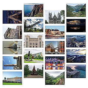 Dear Mapper Norway Vintage Landscape Postcards Pack 20pc/Set Postcards from Around the World Greeting Cards for Business World Travel Postcard for Mailing Decor Gift