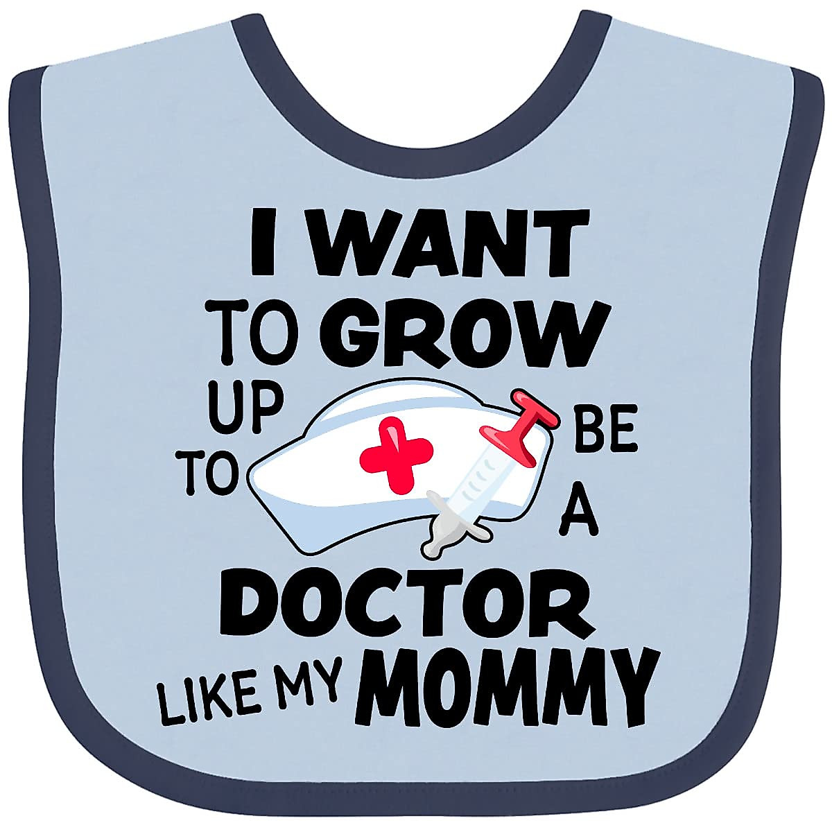 inktastic I Want To Grow Up To Be a Doctor Like My Mommy Baby Bib Blue and Navy 33f90