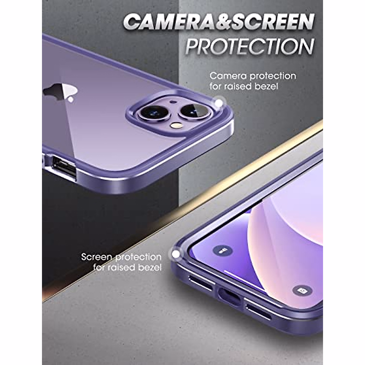 SUPCASE Unicorn Beetle Edge XT Case for iPhone 14 Plus 6.7", with Built-in Screen Protector Slim Frame Clear Protective Case (Purple)