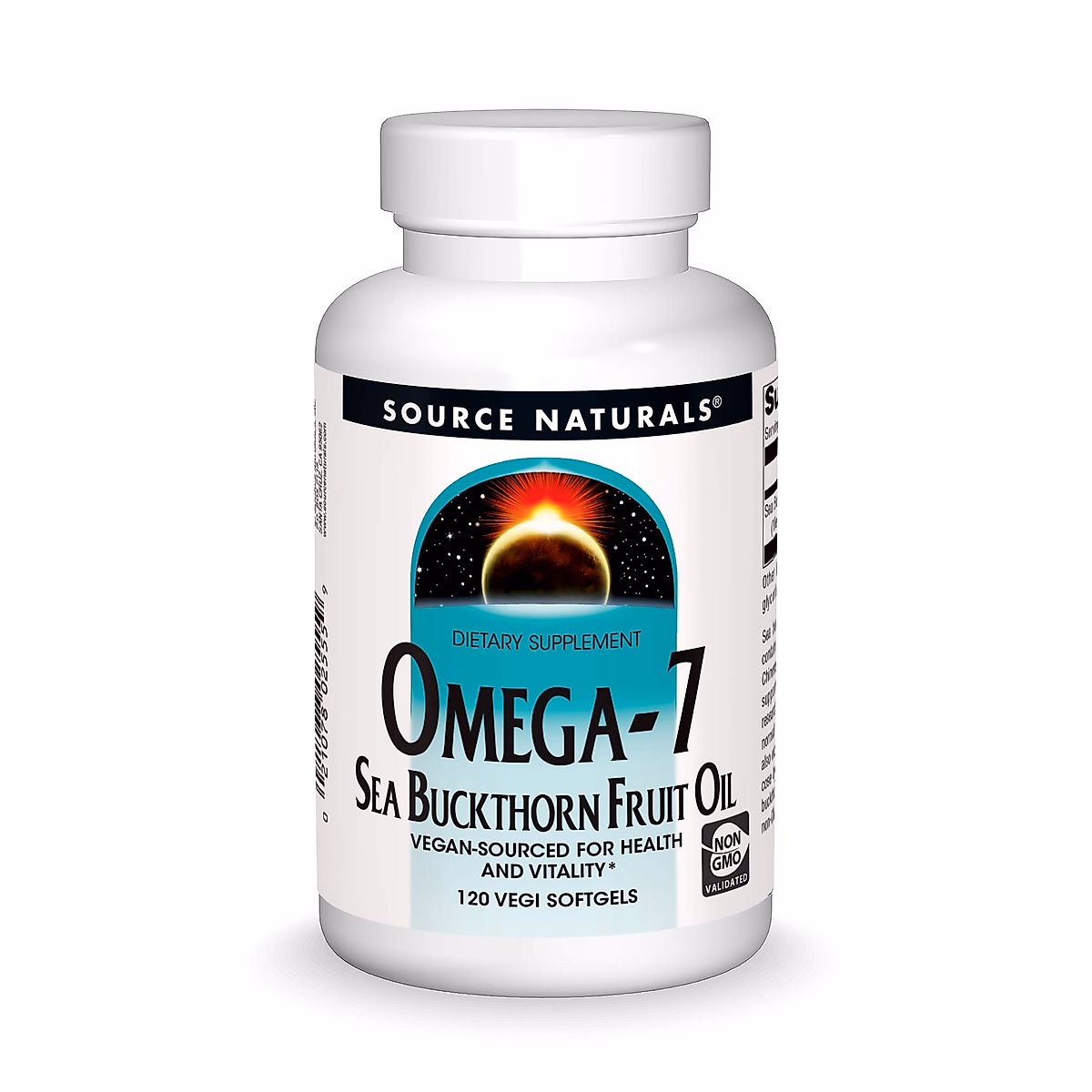 Source Naturals Omega-7 Sea Buckthorn Fruit Oil, Non-GMO, Vegan-Sourced for Health and Vitality* - 120 Vegan Softgels