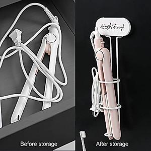 DEDEMCO Hair Tool Organizer 12.5 Inch,Bathroom Curling Wands Holder Wall Mounted,Hair Straightener Hanging Rack,Hair Styling 4.3x2.2x12.6inch