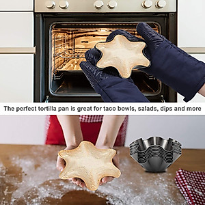 Aybloom Tortilla Pan Set - 6pcs Non-Stick Carbon Steel Taco Salad Bowl Makers Tortilla Shell Pans (Black)