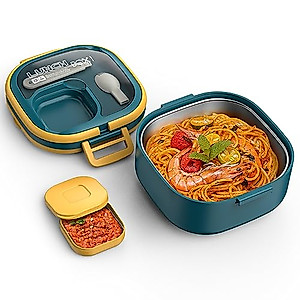 PEDECO Stackable Stainless Steel Bento Box,Leak-Proof,1-Tier Bento box,Lunch Box With Portable and Cutlery-Ideal Portion Sizes(27.05OZ) for Kids/Toddler-BPA-Free,Dishwasher Safe,Blue,over 3 years old