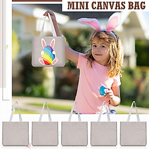Sadnyy Mini Tote Bag Bulk Easter Gift Bags Blank Small Canvas Tote Bag Goody Gift Sacks for DIY Crafts Kids Party Favors 8" x 8"(24 Pcs)