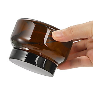 Yarlung 16 Pack 8 Oz Plastic Containers with Lids, Brown Body Butter Containers Empty Refillable, Amber Body Scrub Jars Round Low Profile Samples Jars for Lotion, Sugar Scrub, Cream