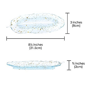 JANKOW 1 Pair DIY Handmade Long Leaf-Shaped Reptile Food Water Bowl, Plate Dish for Tortoise, Snake, Hermit Crab, and Chameleon for Drinking and Eating