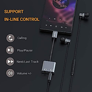 Cubilux USB C 2-Way Headphone Splitter, Type C to Dual 3.5mm Jacks Audio Sharing Adapter Compatible with New USB C iPad 10 iPad Pro, iPad Air 5/4 iPad Mini 6, Samsung S21/S20 Note 20/10, Tab S8/S7/S6