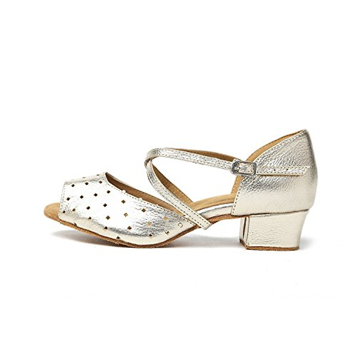 USinishion GL210A WoUSen's Cutout Gold Leather Latin Professional Dance Shoes Wedding Evening Sandals 10 US