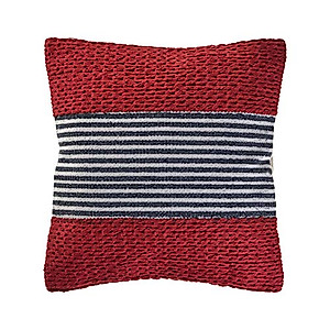LR Home Nautical Striped Throw Pillow Area Rug, 20" x 20", Red/Blue