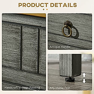 HOMCOM Vintage Console Table Retro Entryway Table with 2 Drawers for Living Room and Hallway - Grey