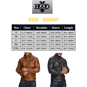 HOOD CREW Men’s Stand Collar Leather Jacket Casual Faux Leather Motorcycle Jacket Outerwear Coat with Zipper Pockets Black XXL