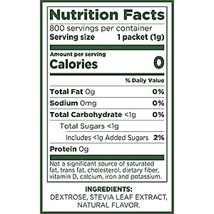 Pure Via Stevia Sweetener 28.2oz (800 packets)