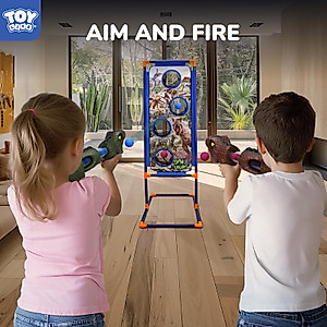 TOY Life Dinosaur Toddler Outdoor Toys for Kids 3 5 7, 2 Dinosaur Toy Guns for Boys with 36 Foam Balls, Kids Outside Toys, Dinosaur Shooting Party Games Gifts, Outdoor Activities Games for Kids